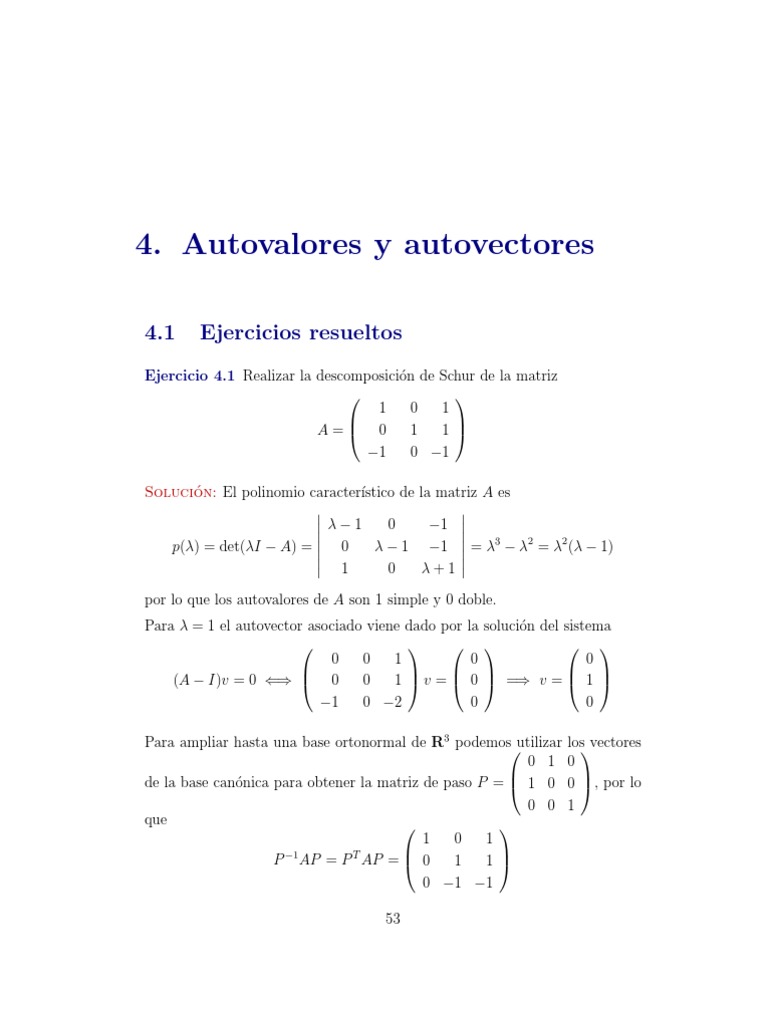 Autovalores y Autovectores Ejercicio Resueltos | PDF | Valores propios y vectores propios ...