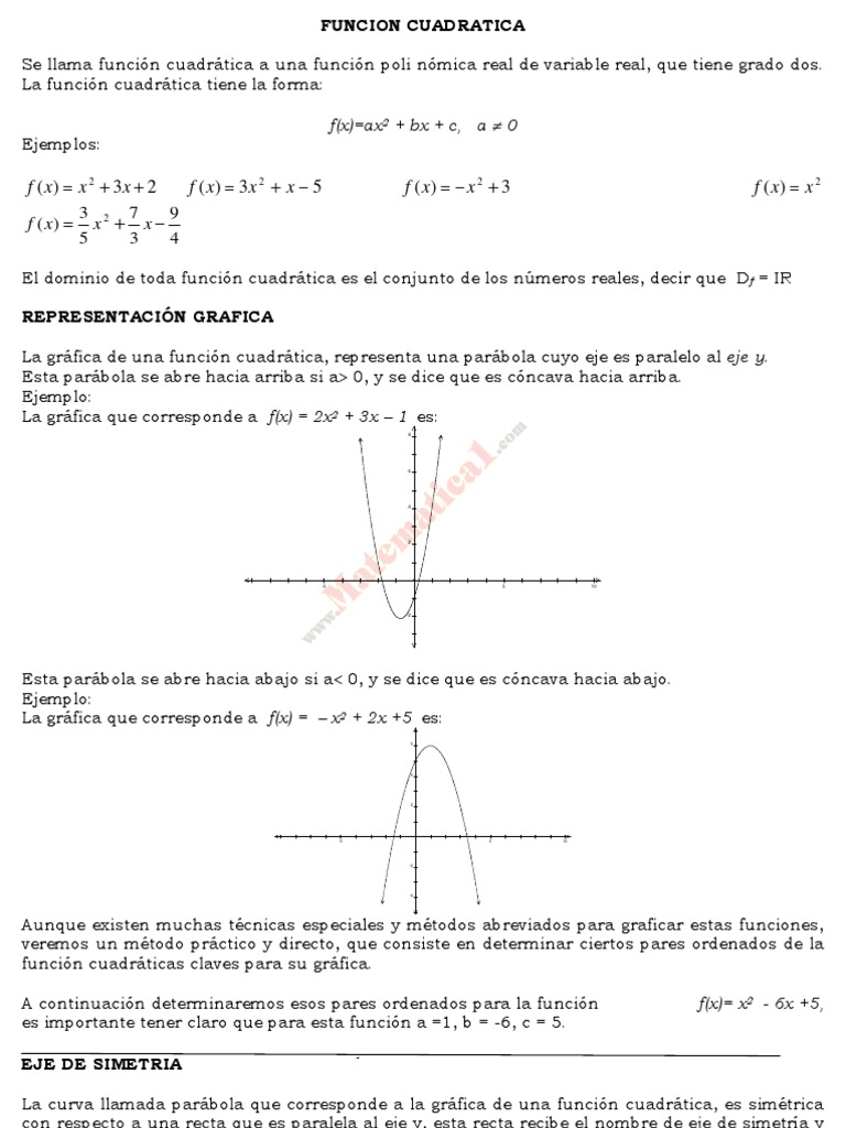 Funcion Cuadratica | PDF | Enseñanza de matemática | Análisis matemático