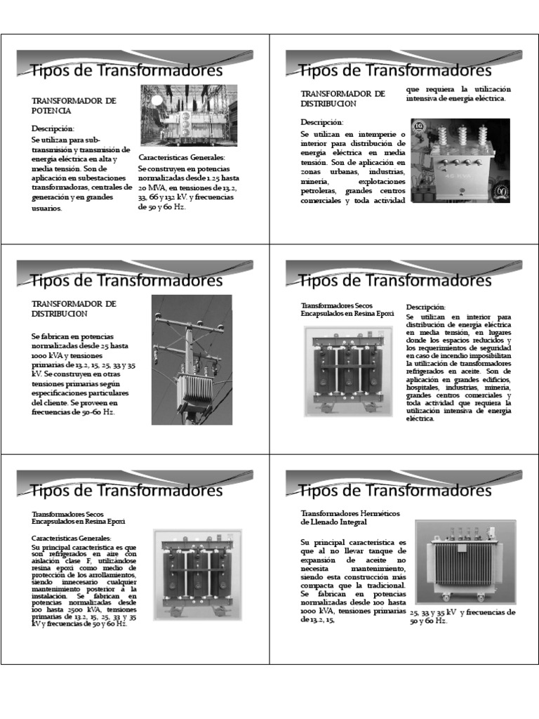 Tipos de Transformadores | PDF | Red eléctrica | Transformador