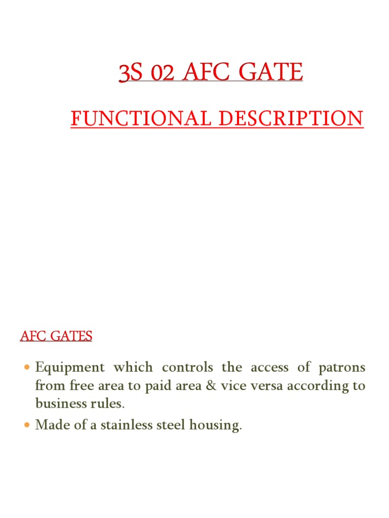 AFC Gate Functional Description | PDF | Computing | Computing And ...