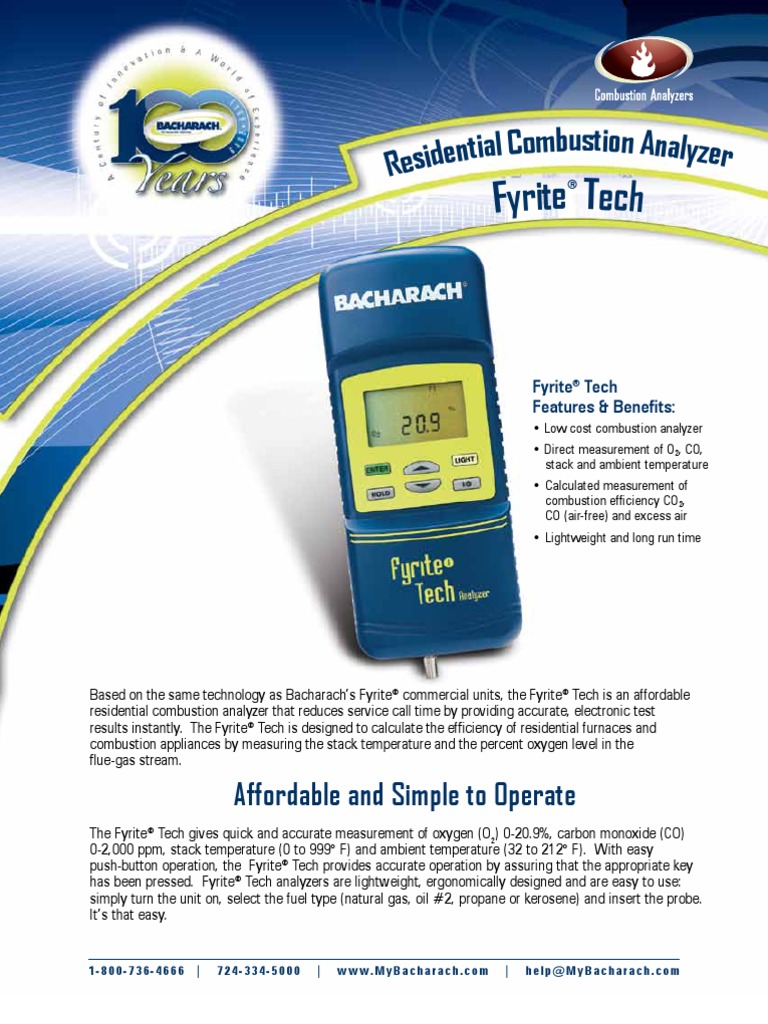 Fyrite Tech Datasheet LOWRES | PDF | Combustion | Carbon Dioxide