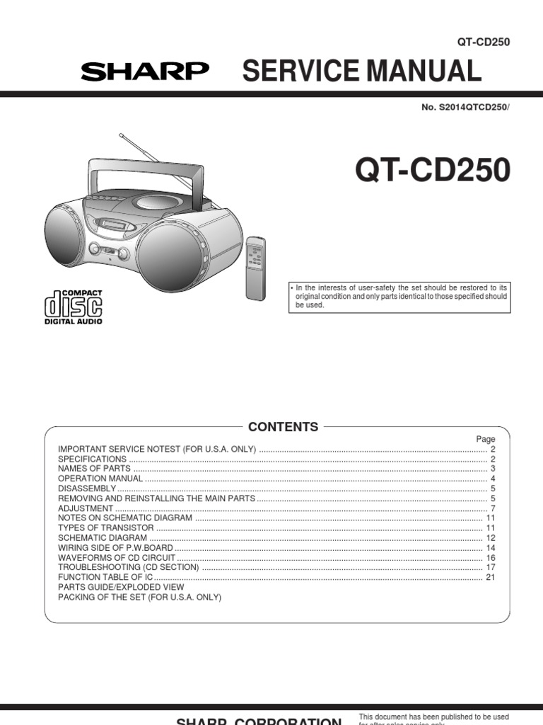 QT-CD250: Service Manual | PDF | Frequency Modulation | Resistor