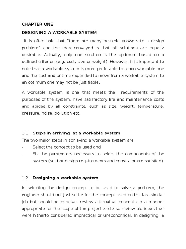 Chapter One Designing A Workable System | PDF | Mathematical Optimization | Dynamic Programming