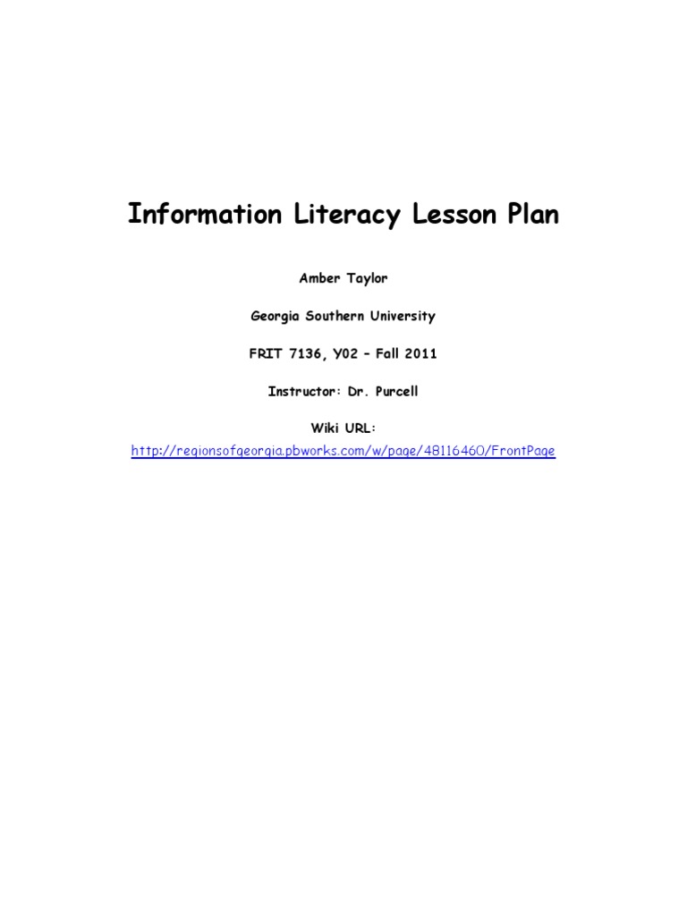 Georgia Regions Information Literacy Plan | PDF