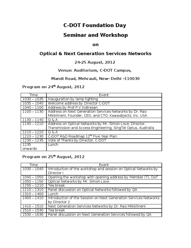 Seminar Workshop Program v1.0 | PDF