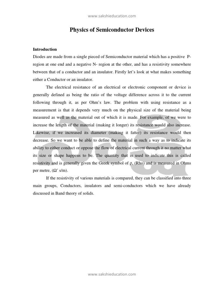 Physics of Semiconductors Devices | PDF | P–N Junction | Rectifier