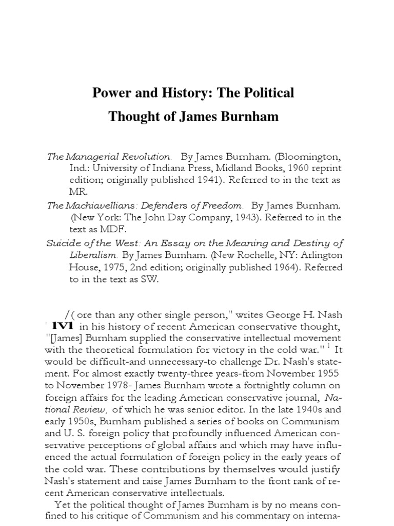 Power and History, The PoliticalThought of James Burnham | PDF ...