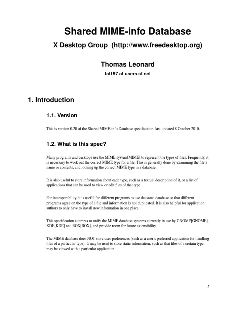 Shared MIME-info Database | PDF | File Format | Xml