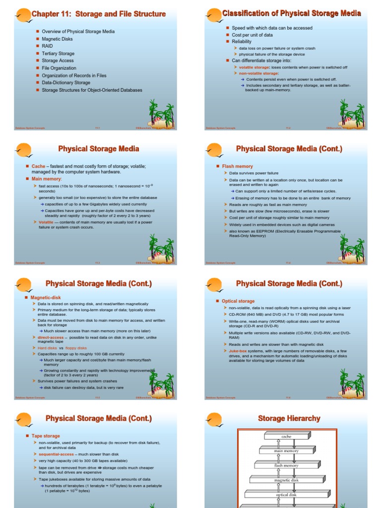 Chapter 11: Storage and File Structure Classification of Physical ...