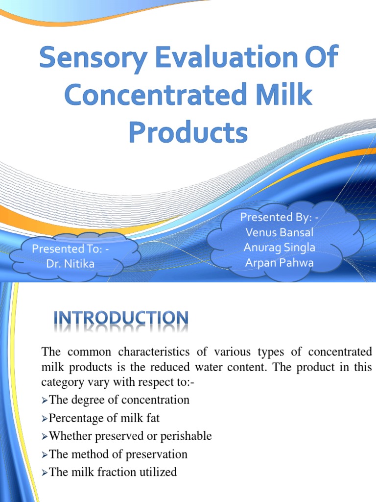 Sensory Evaluation of Concentrated Milk Products Final | PDF | Milk ...