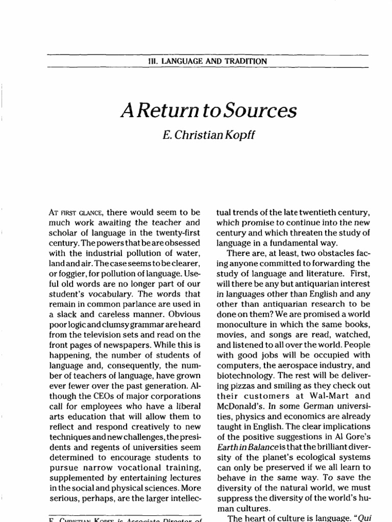 A Return To Sources | PDF | Traditions | Linguistics