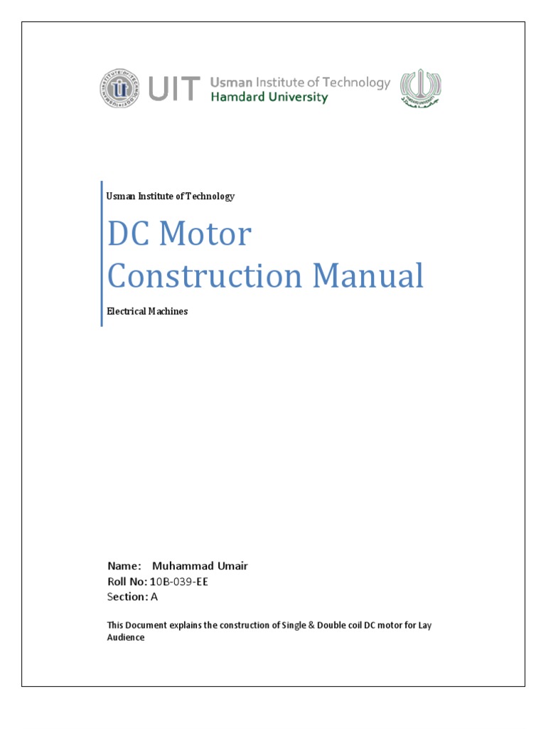 DC Motor Construction Manual | PDF | Electric Motor | Inductor