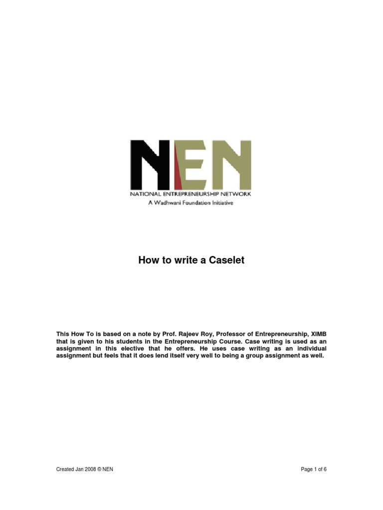 How To Write A Caselet | PDF | Interview | Entrepreneurship