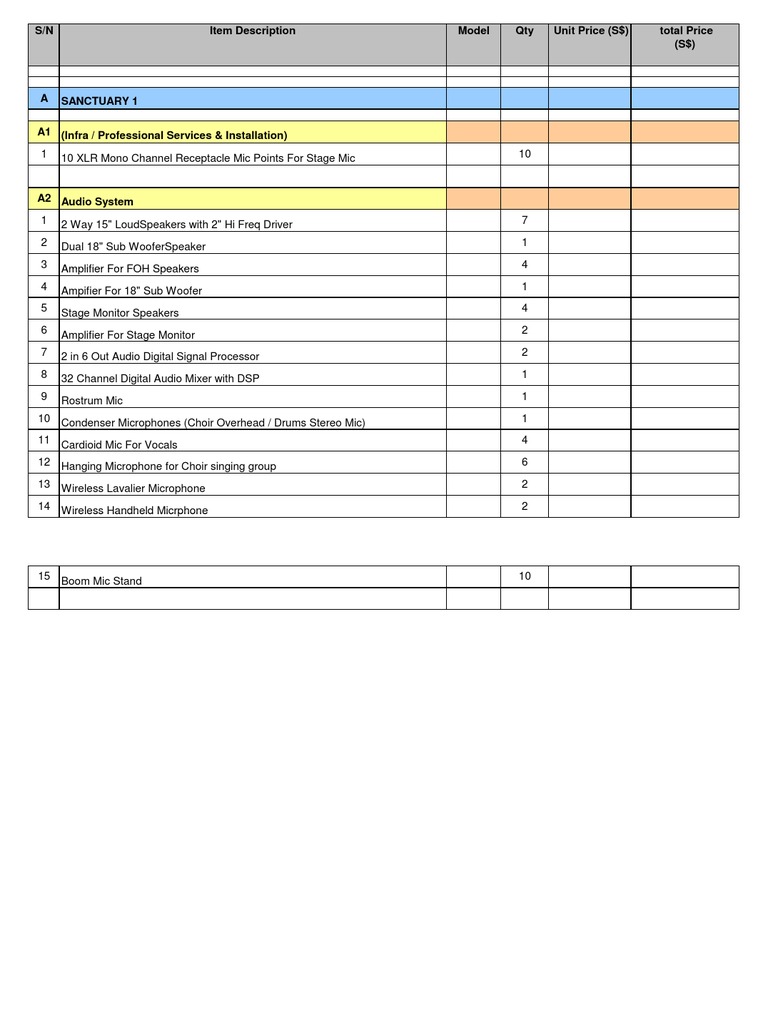 Audio Equipment Inventory List | PDF