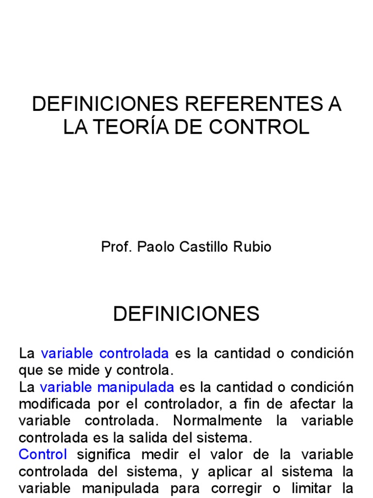 Definiciones de Control 1206804948427637 4 | PDF | Sistema de control ...