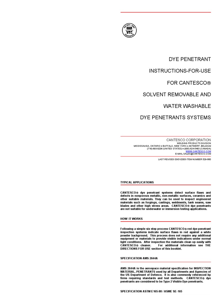 Dye Penetrant | PDF | Chemistry | Materials