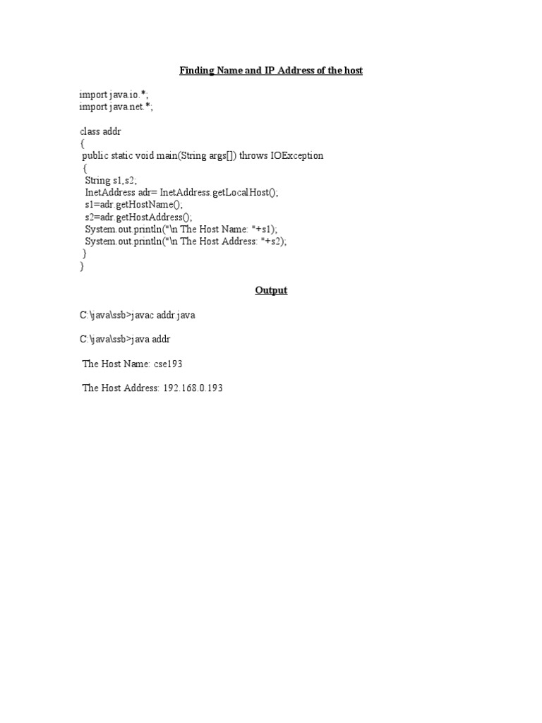 Finding Name and IP Address of The Host | PDF | Network Socket ...