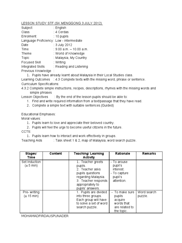 LP Lesson Study | PDF | Reading Comprehension | Educational Psychology