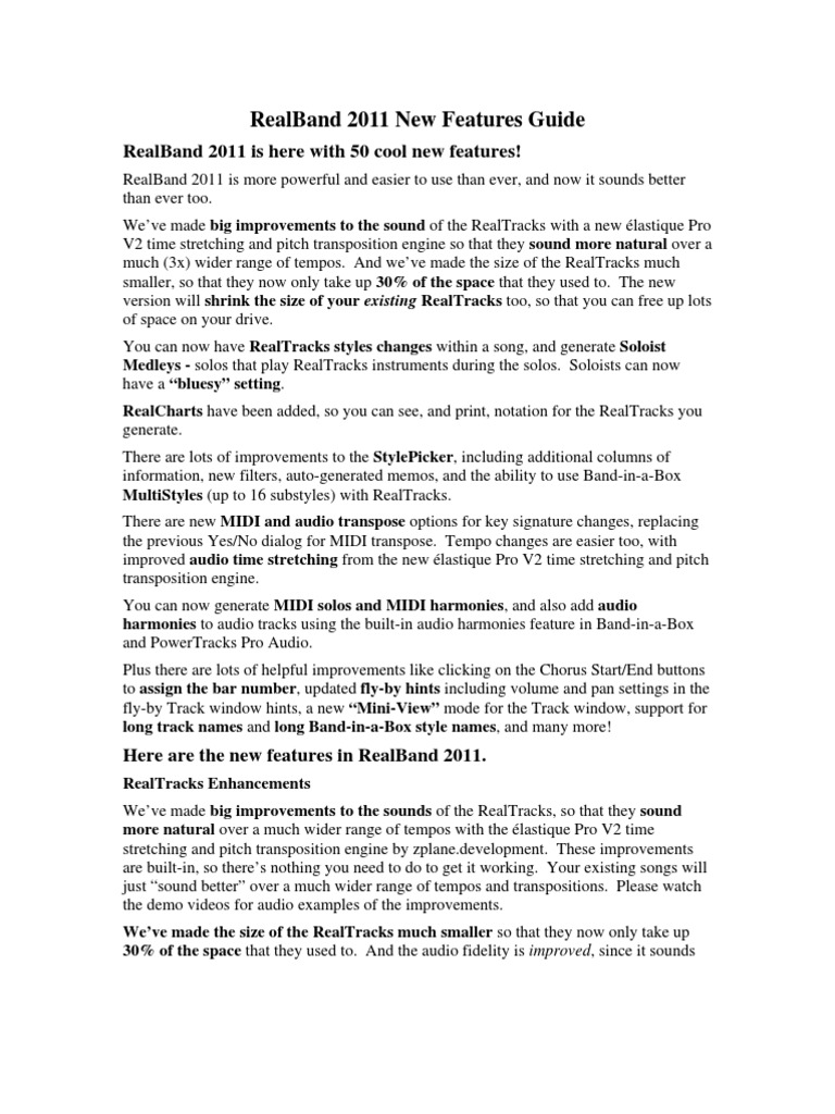 Realband 2011 New Features Guide Pdf Harmony Elements Of Music