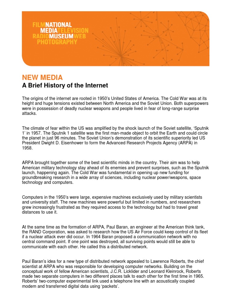 New Media: A Brief History of The Internet | PDF | Internet | World ...