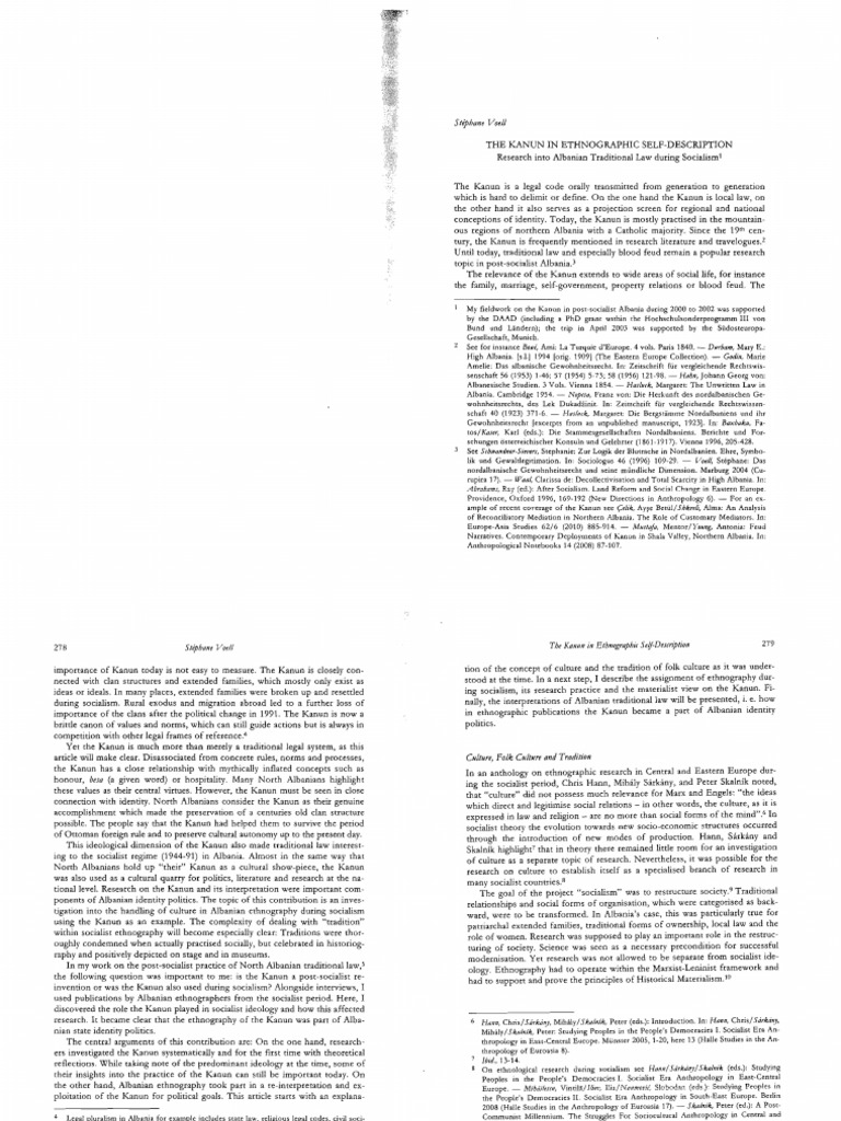 The Kanun in The Ethnographic Self-Description: Research Into Albanian ...