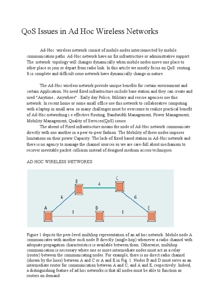 Qos Issues in Ad Hoc Wireless Networks | PDF | Wireless Ad Hoc Network | Quality Of Service