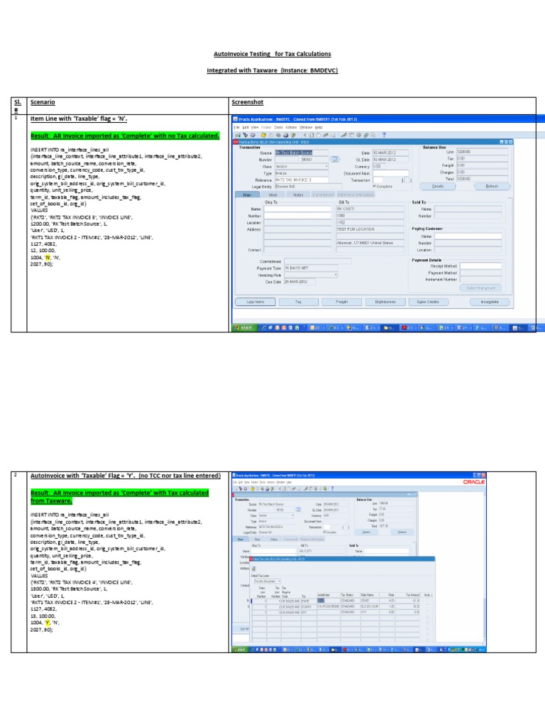 AutoInvoice Testing For Tax Calculations2 | PDF | Invoice | Value Added Tax