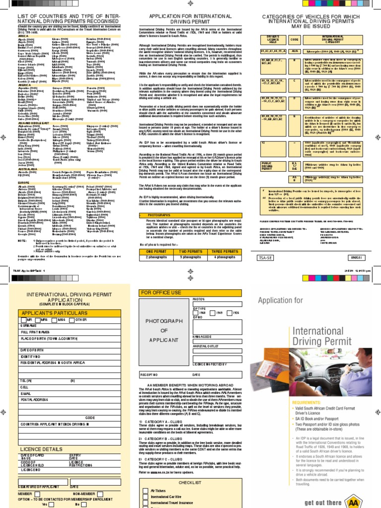 List of Countries and Type of Inter National Driving Permits Recognised ...
