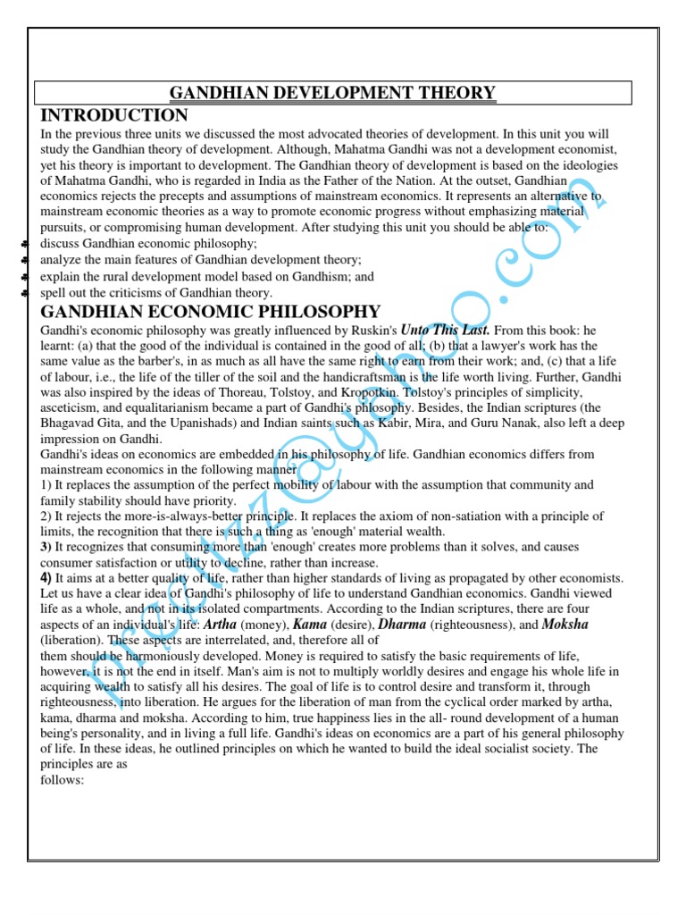Gandian Theory | PDF | Mahatma Gandhi | Economics