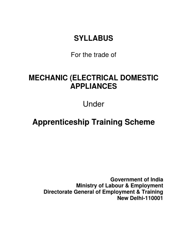 Syllabus: Apprenticeship Training Scheme | Download Free PDF | Home ...