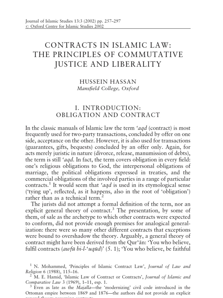 Contracts in Islamic Law-The Principles of Commutative Justice N ...