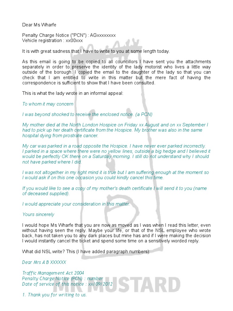 Letter About A Parking Ticket Sent To Barnet Council by MR Mustard ...