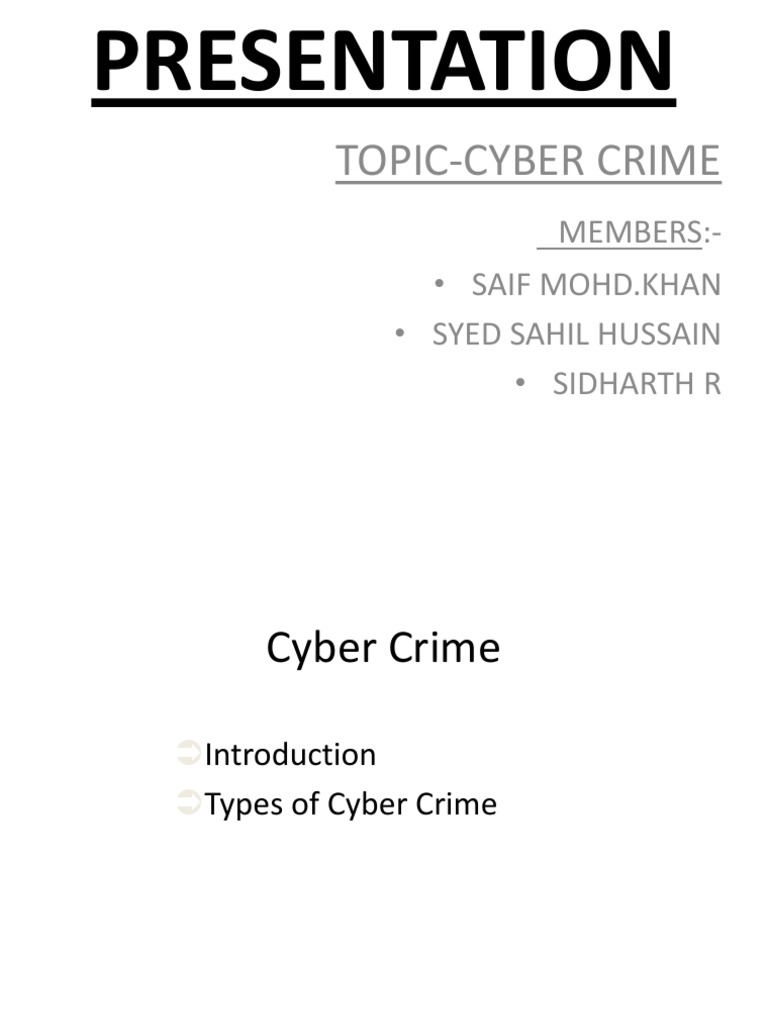 Presentation On Cyber Crime | PDF | Security Hacker | Cybercrime