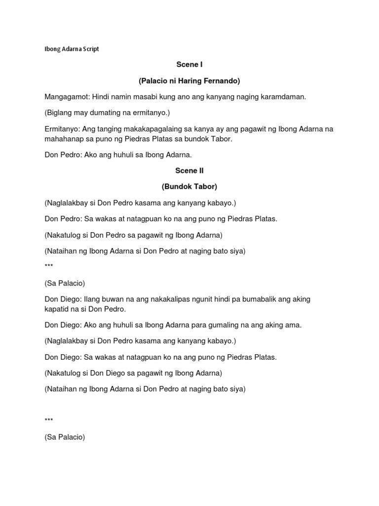 Ibong Adarna Script | PDF