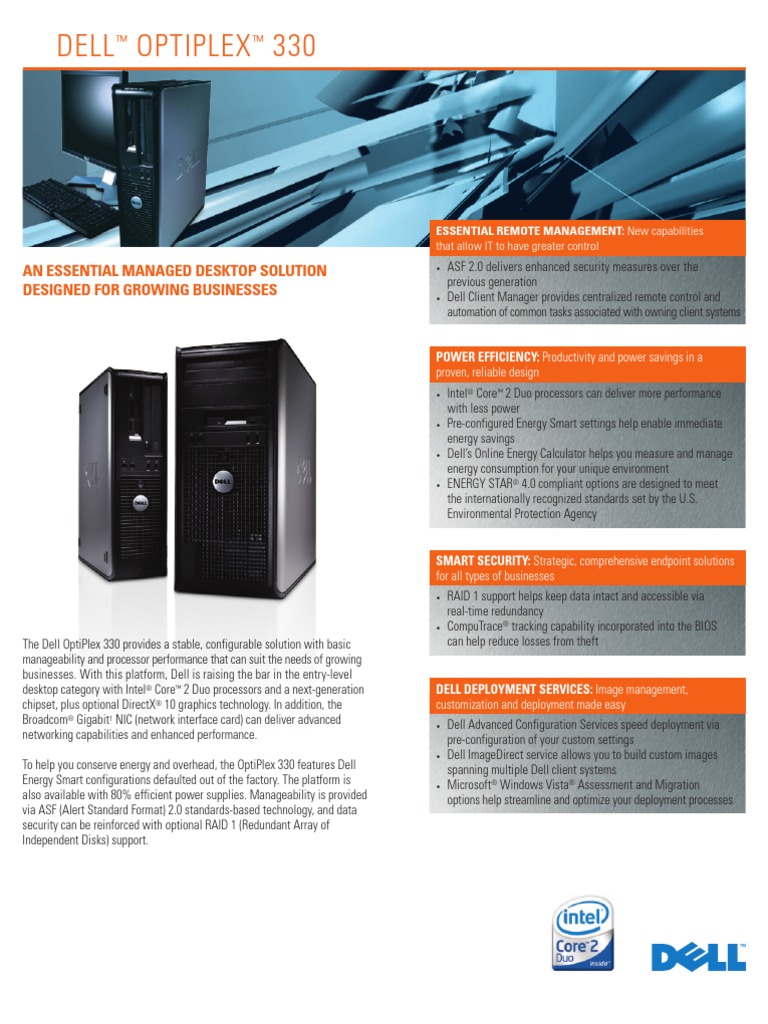 Dell Optiplex 330 Customer Brochure | PDF | Dell | Usb