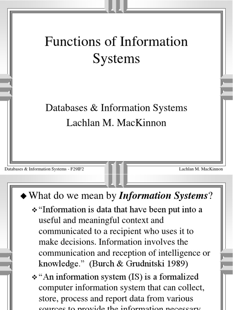 Functions of Information Systems | PDF | Information System | Information