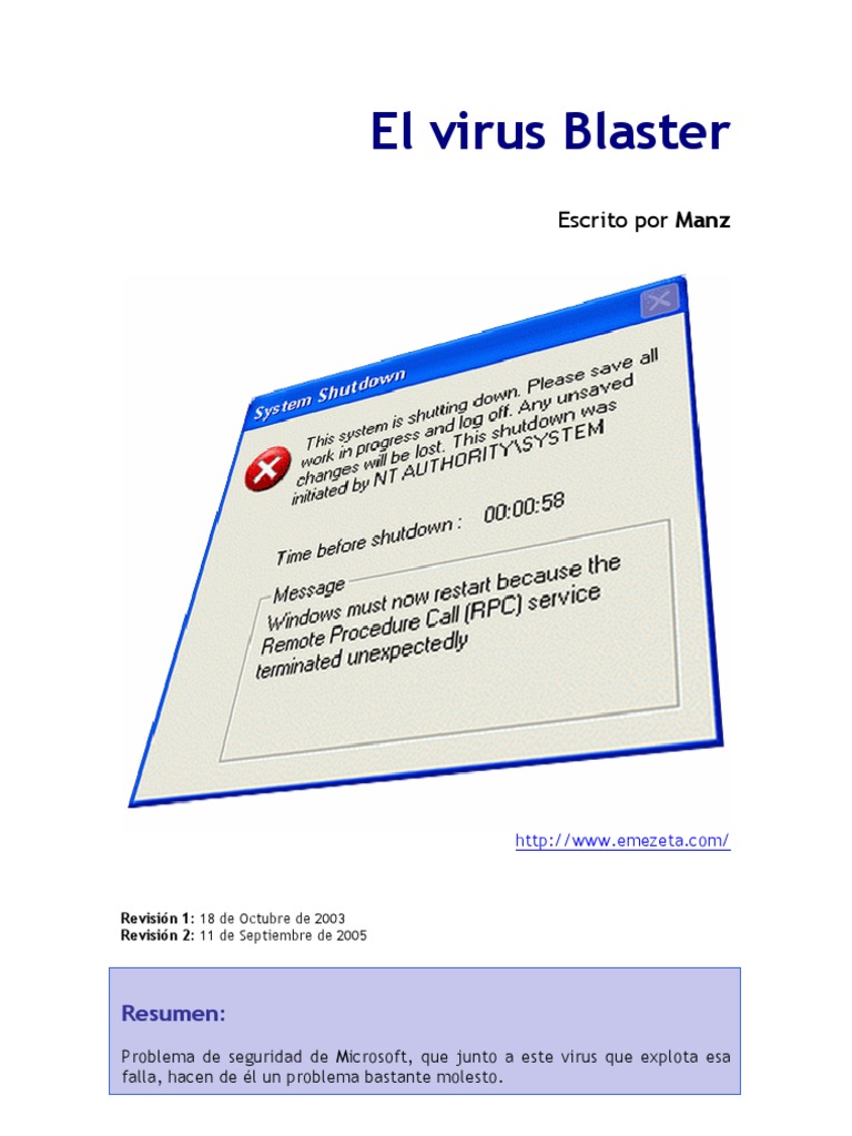 Blaster | PDF | Virus de computadora | Microsoft Windows