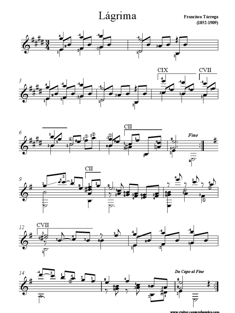 Tárrega's Lágrima Sheet Music PDF | PDF