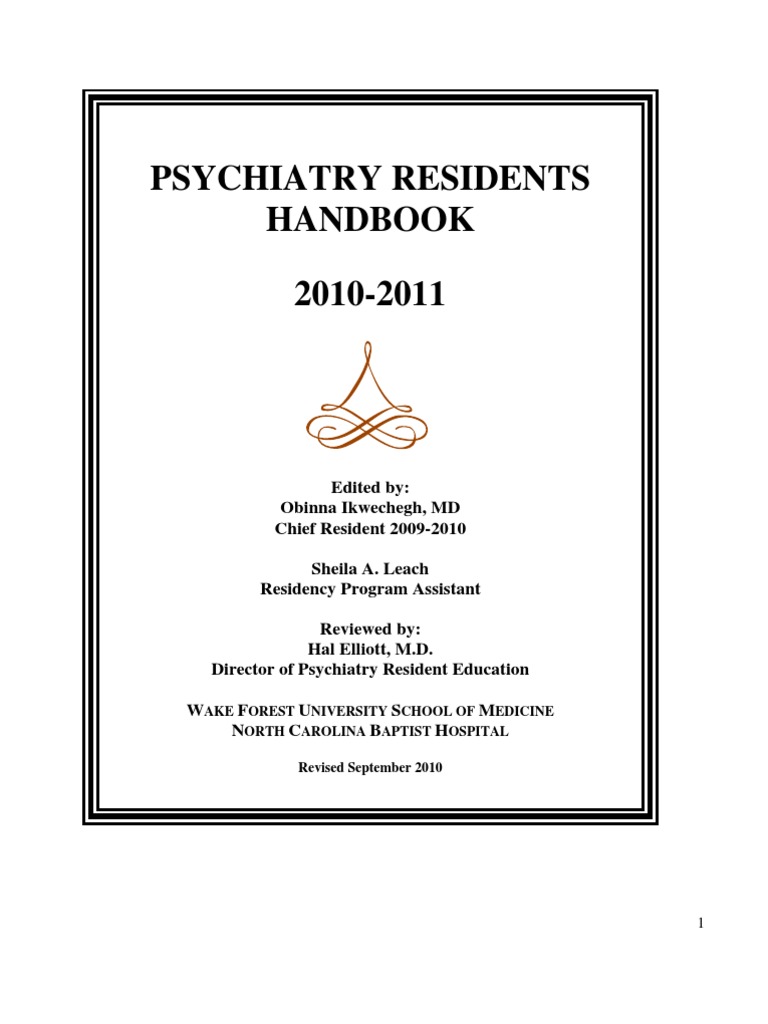 Psychiatry Handbook | PDF | Residency (Medicine) | Psychiatry