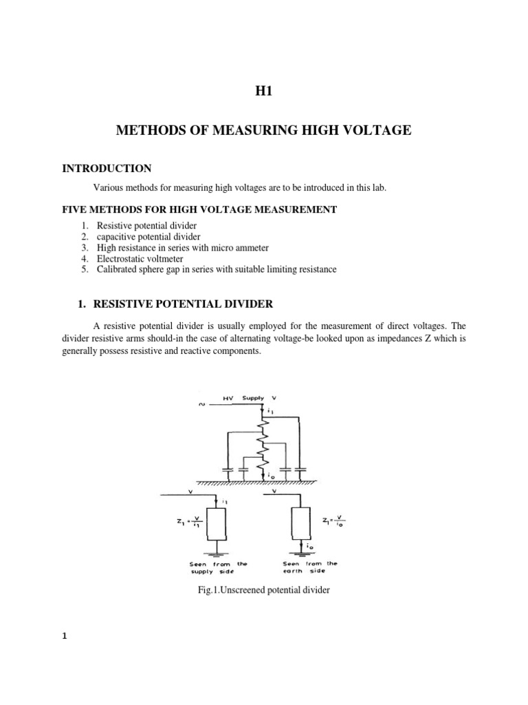 Five Methods for Measuring High Voltage: Resistive and Capacitive ...