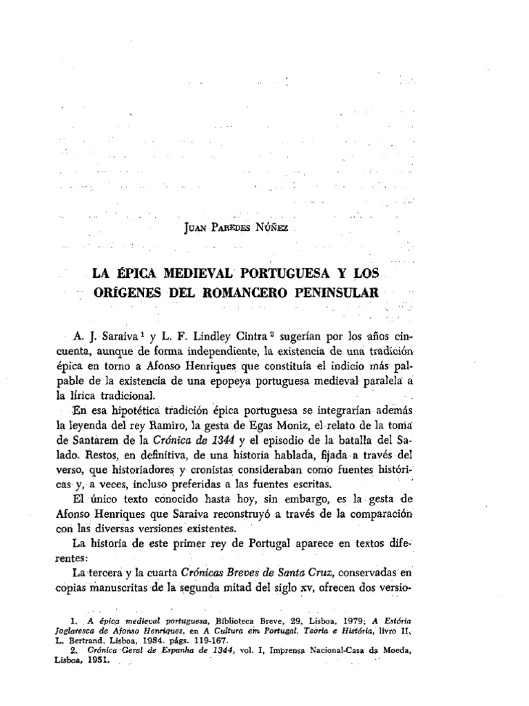 La Epica Medieval Portuguesa | PDF | Portugal | Leyendas