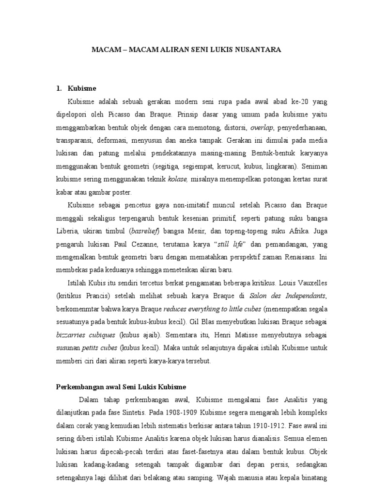 Macam-Macam Aliran Seni Lukis | PDF | Seni