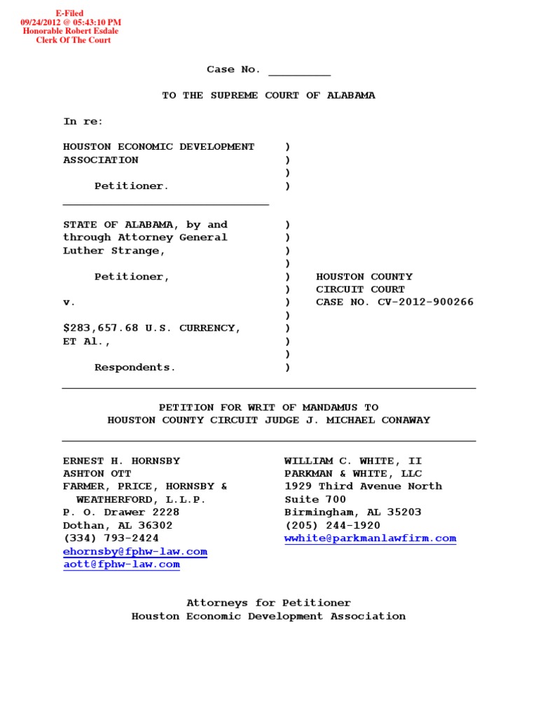 Filed Petition for Writ of Mandamus | Judicial Disqualification ...