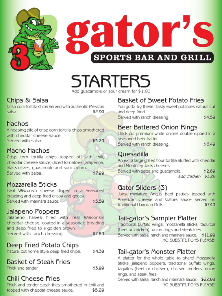 Gators Final Menu | PDF | Coleslaw | Salad