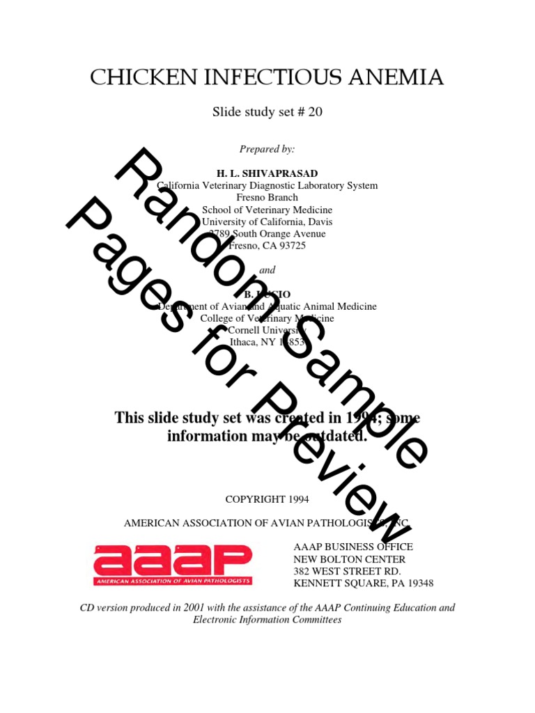 Chicken Infectious Anemia | PDF | Infection | Virus