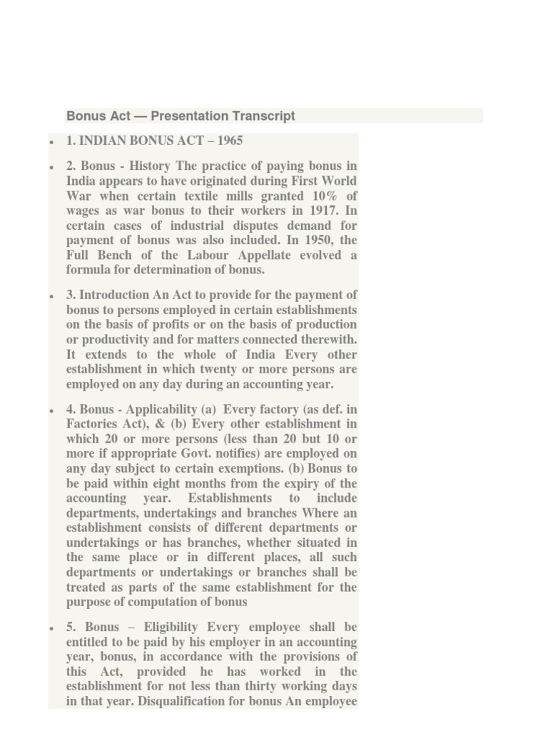 Bonus Act | PDF | Employment | Salary