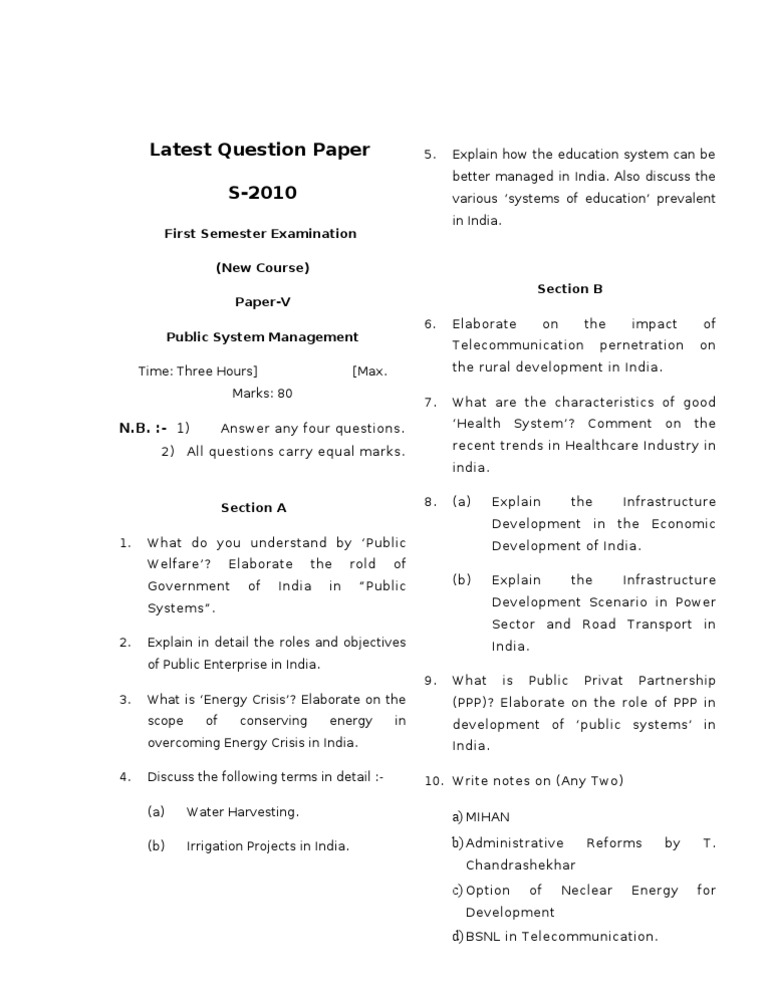 Public System Management Exam Paper | PDF | Business