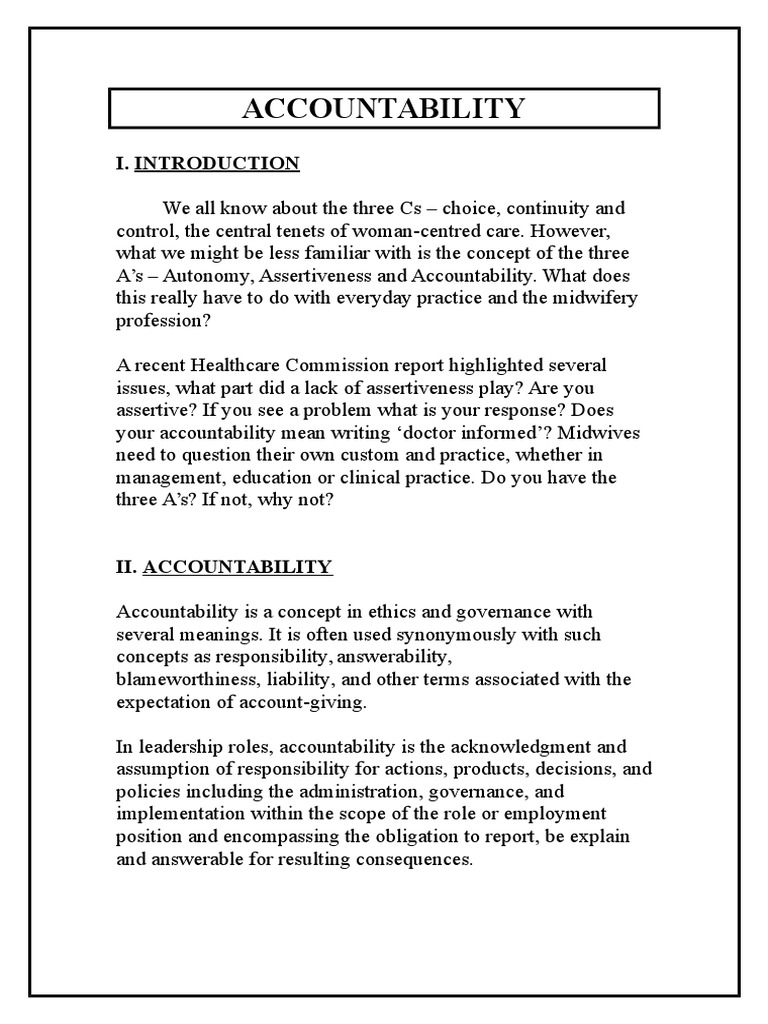 Accountability in Nursing | Accountability | Nursing