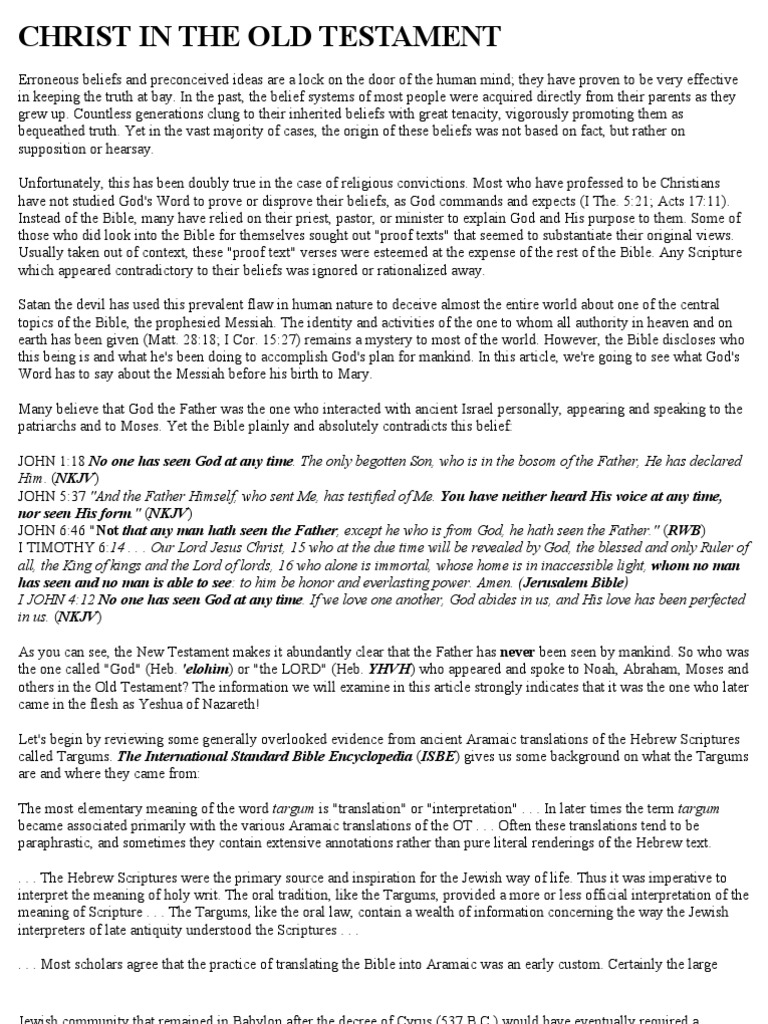 Christ in The Old Testament | PDF | Jacob | Moses