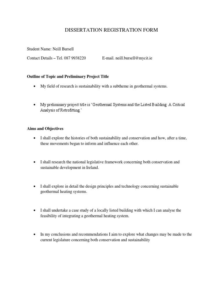 Dissertation Registration Form | PDF | Geothermal Energy | Sustainability